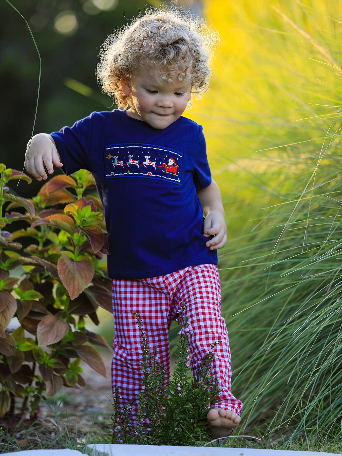 Baby Boy Christmas Outfit Set – Navy Santa Sleigh Holiday Collection ...