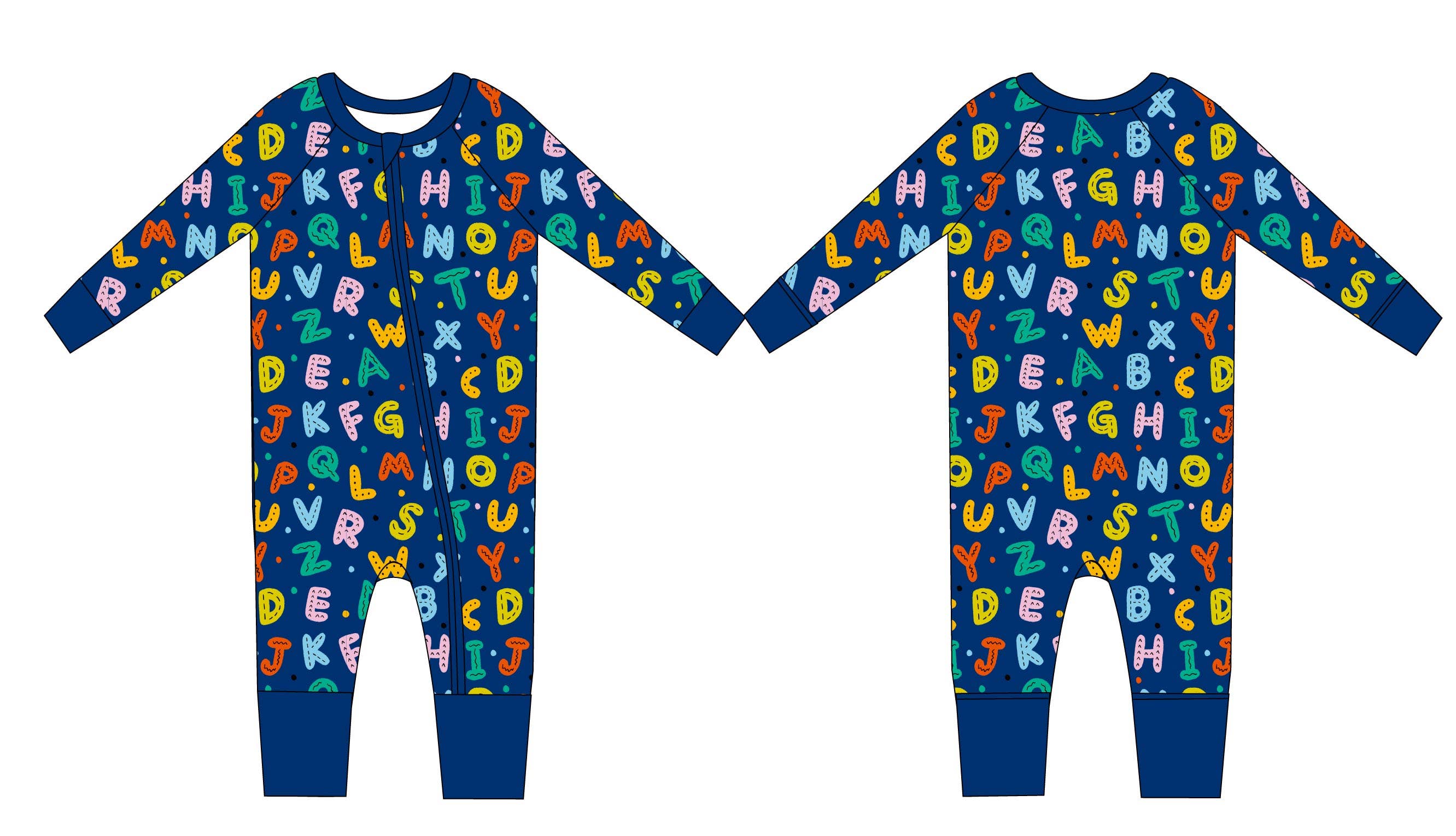 Back to School Alphabet Zippy Bamboo Pajamas – The Honey and Bro Co.